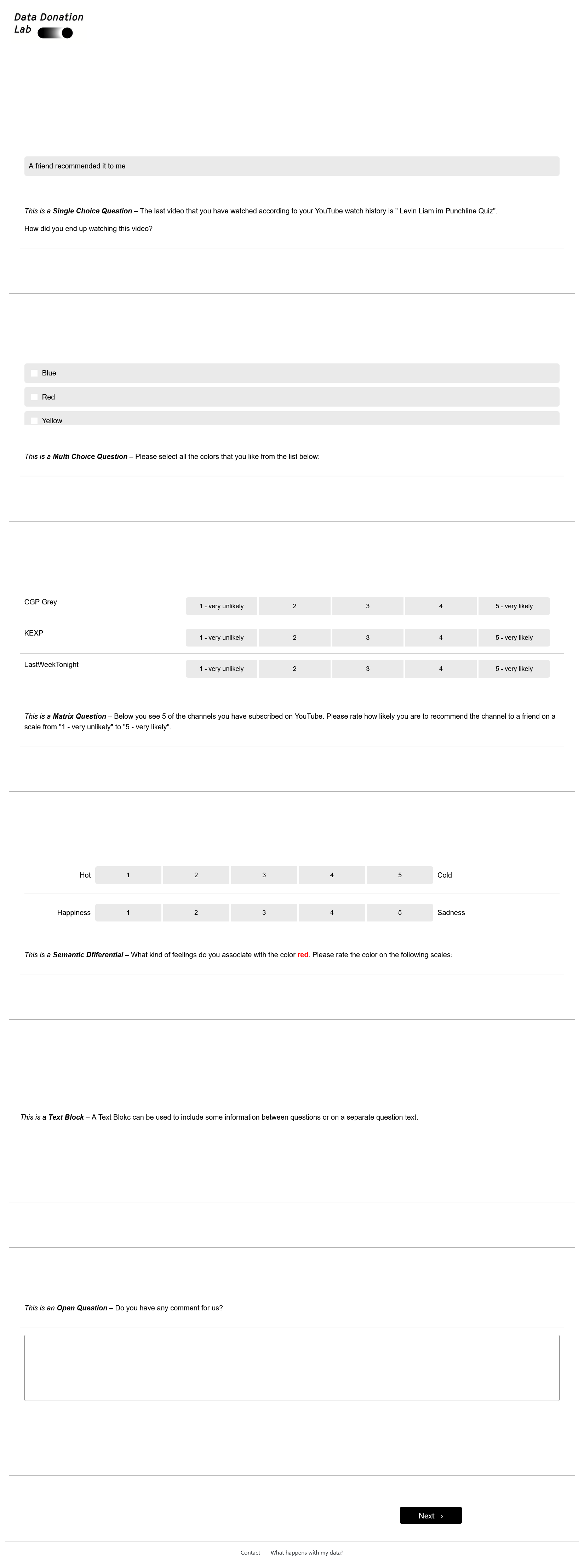 DDM | Questionnaire Overview